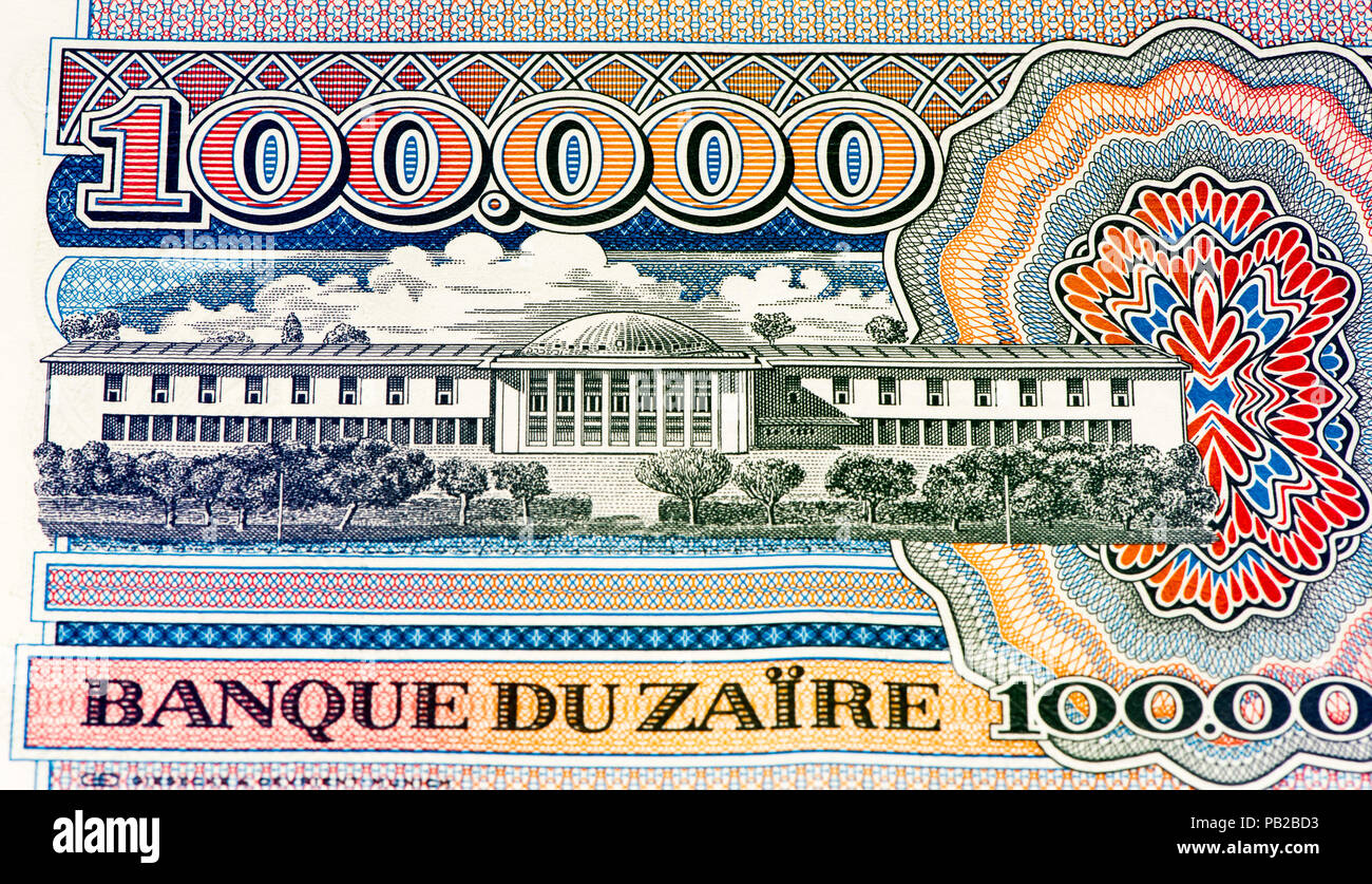 100000 Zaire bank note. Zaire is the national currency of Zaire Stock ...