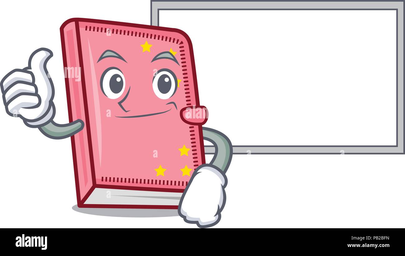 Thumbs up with board diary character cartoon style Stock Vector Image ...