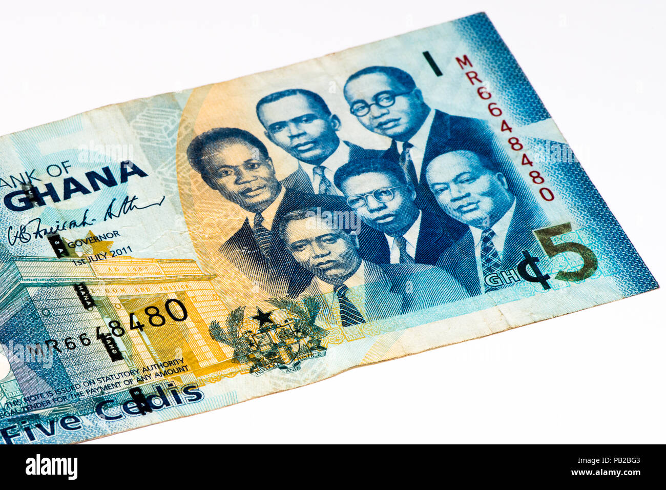 5 Ghana cedi bank note. Ghana cedi is the national currency of Ghana ...