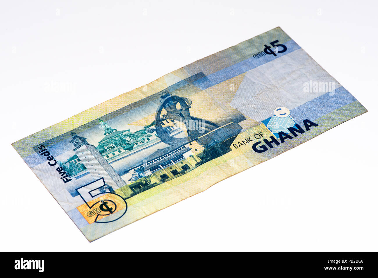 5 Ghana cedi bank note. Ghana cedi is the national currency of Ghana ...