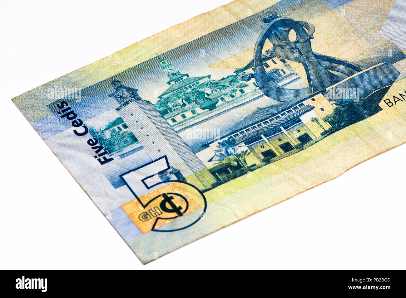 5 Ghana cedi bank note. Ghana cedi is the national currency of Ghana ...