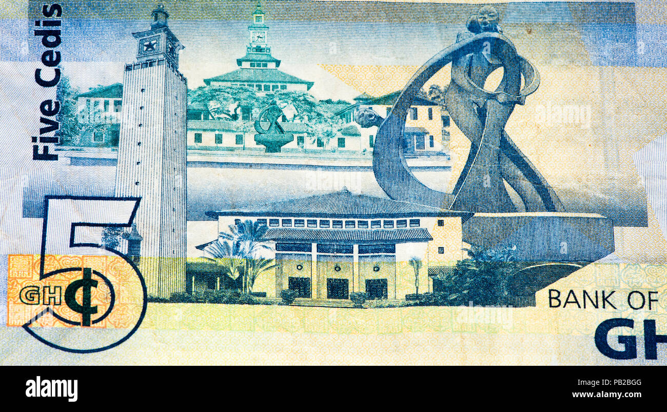 5 Ghana cedi bank note. Ghana cedi is the national currency of Ghana ...