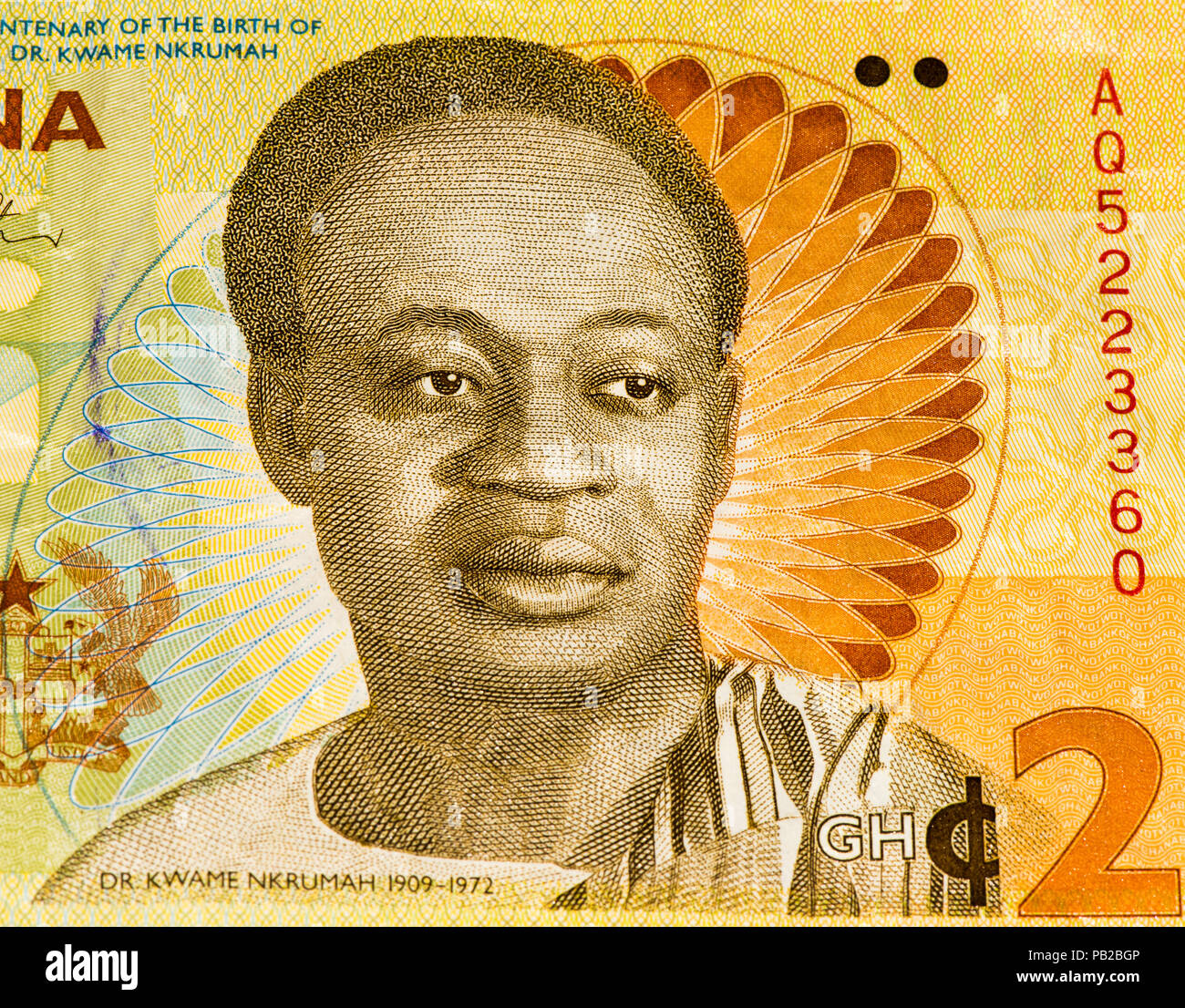 2 Ghana cedi bank note. Ghana cedi is the national currency of Ghana ...