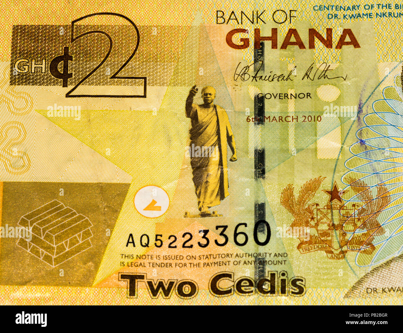 2 Ghana cedi bank note. Ghana cedi is the national currency of Ghana ...