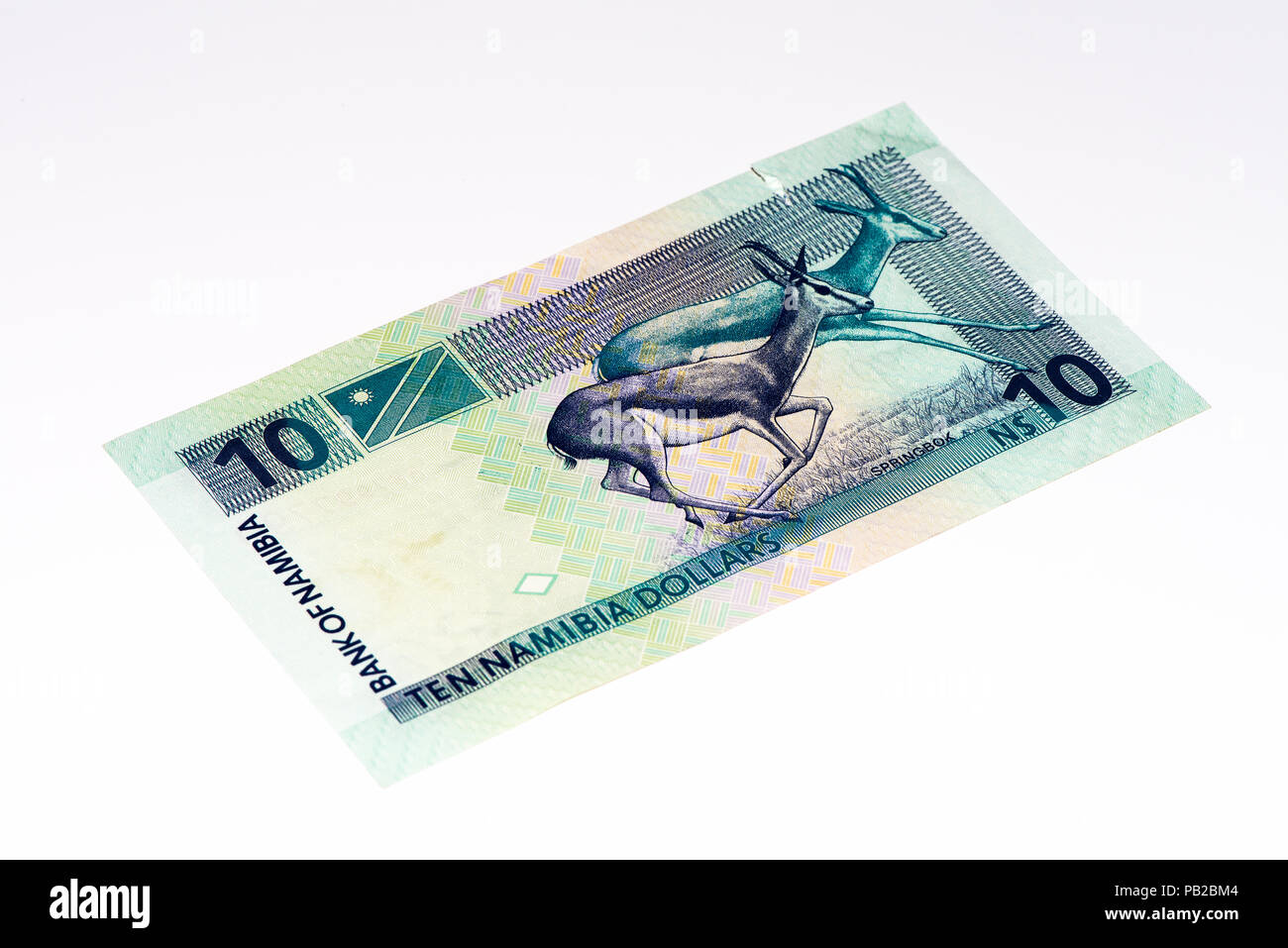 10 Namibian dollars bank note of Namibia. Namibian dollars is the ...