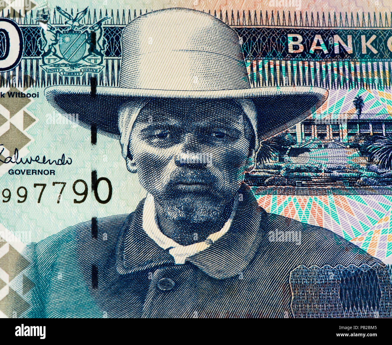 10 Namibian dollars bank note of Namibia. Namibian dollars is the ...