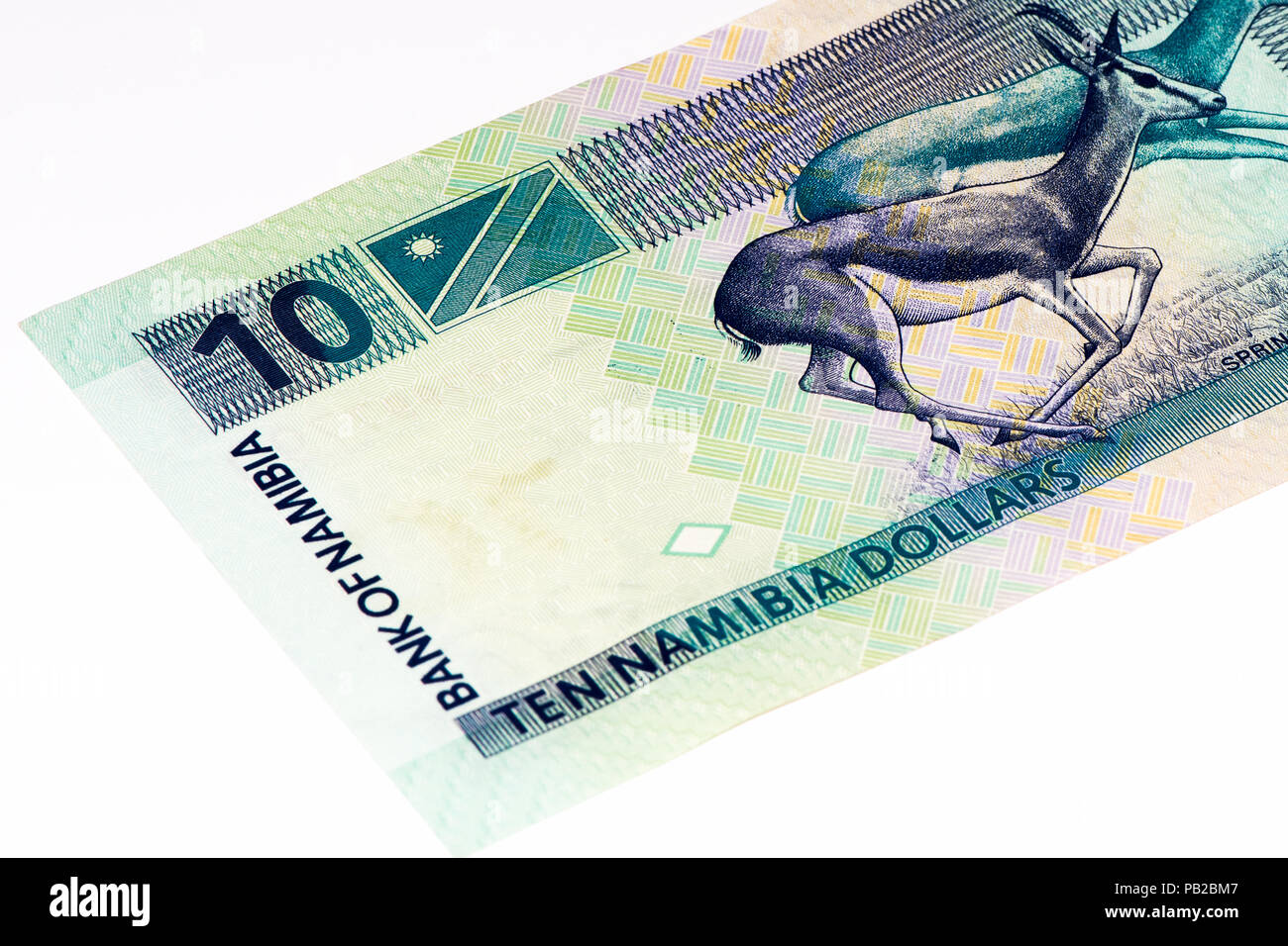 10 Namibian dollars bank note of Namibia. Namibian dollars is the ...