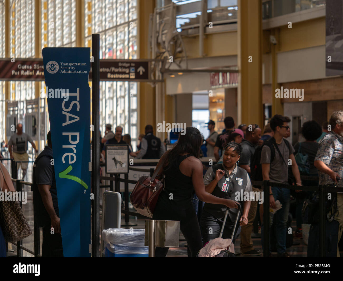 TSA Precheck and Global Entry line at security checkpoint at Reagan ...
