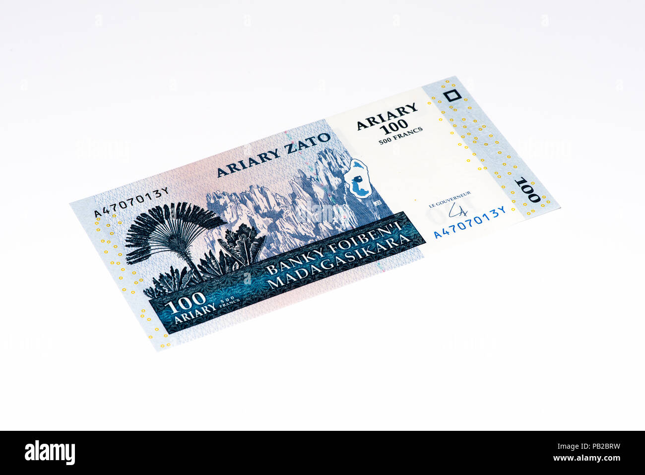 100 Malagasy ariary bank note of Madagascar. Malagasy ariary is the ...