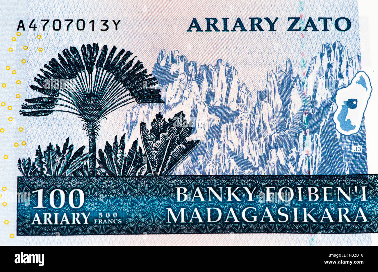 100 Malagasy ariary bank note of Madagascar. Malagasy ariary is the ...
