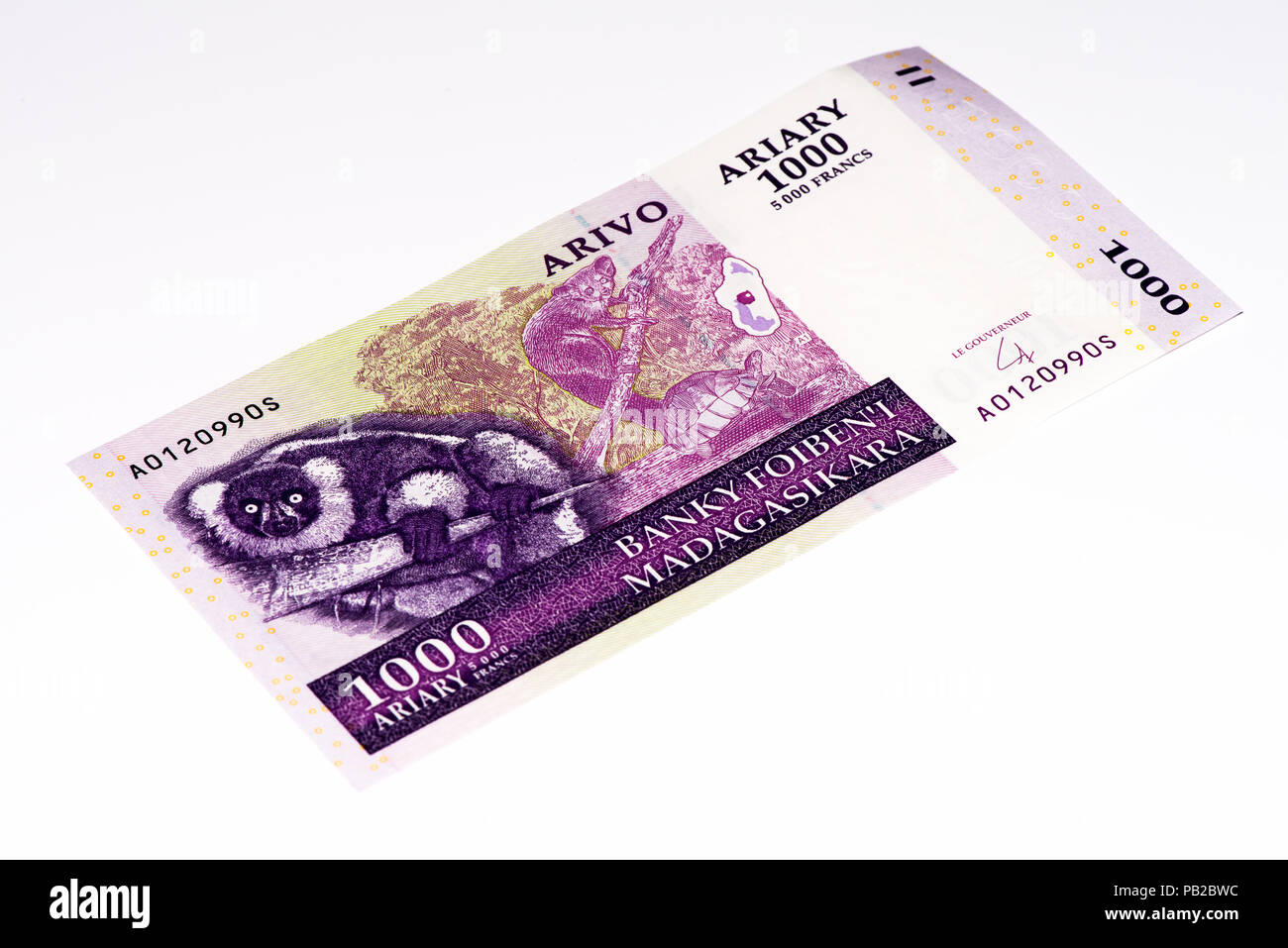 1000 Malagasy ariary bank note of Madagascar. Malagasy ariary is the ...