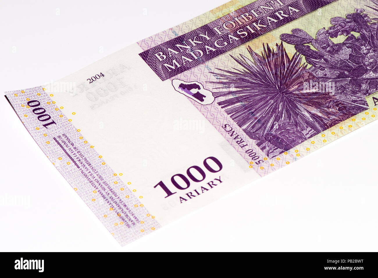 1000 Malagasy ariary bank note of Madagascar. Malagasy ariary is the ...