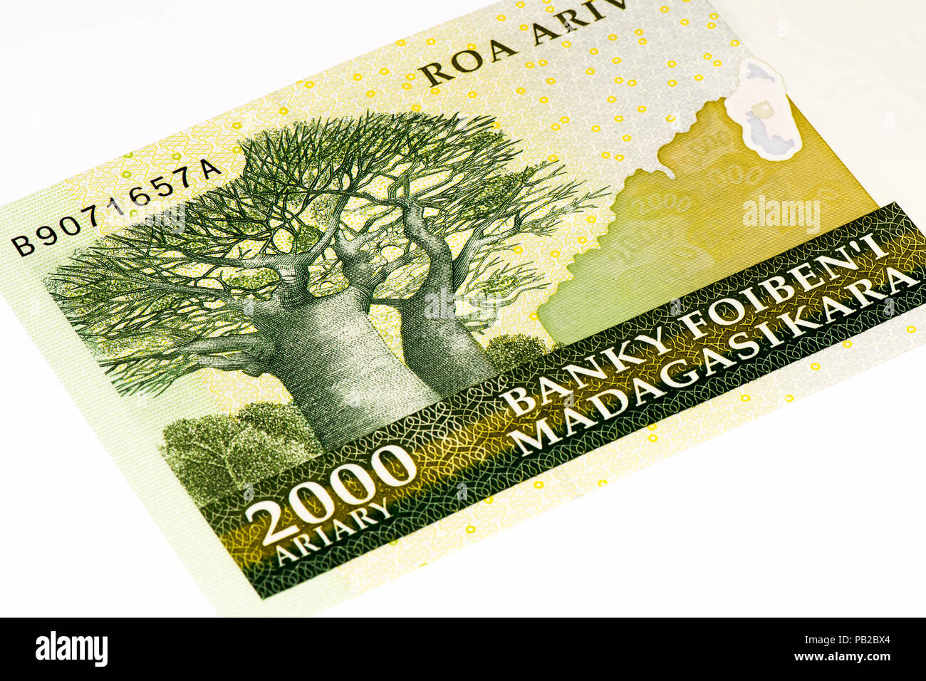 2000 Malagasy ariary bank note of Madagascar. Malagasy ariary is the ...