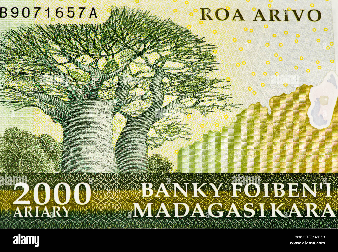 2000 Malagasy ariary bank note of Madagascar. Malagasy ariary is the ...