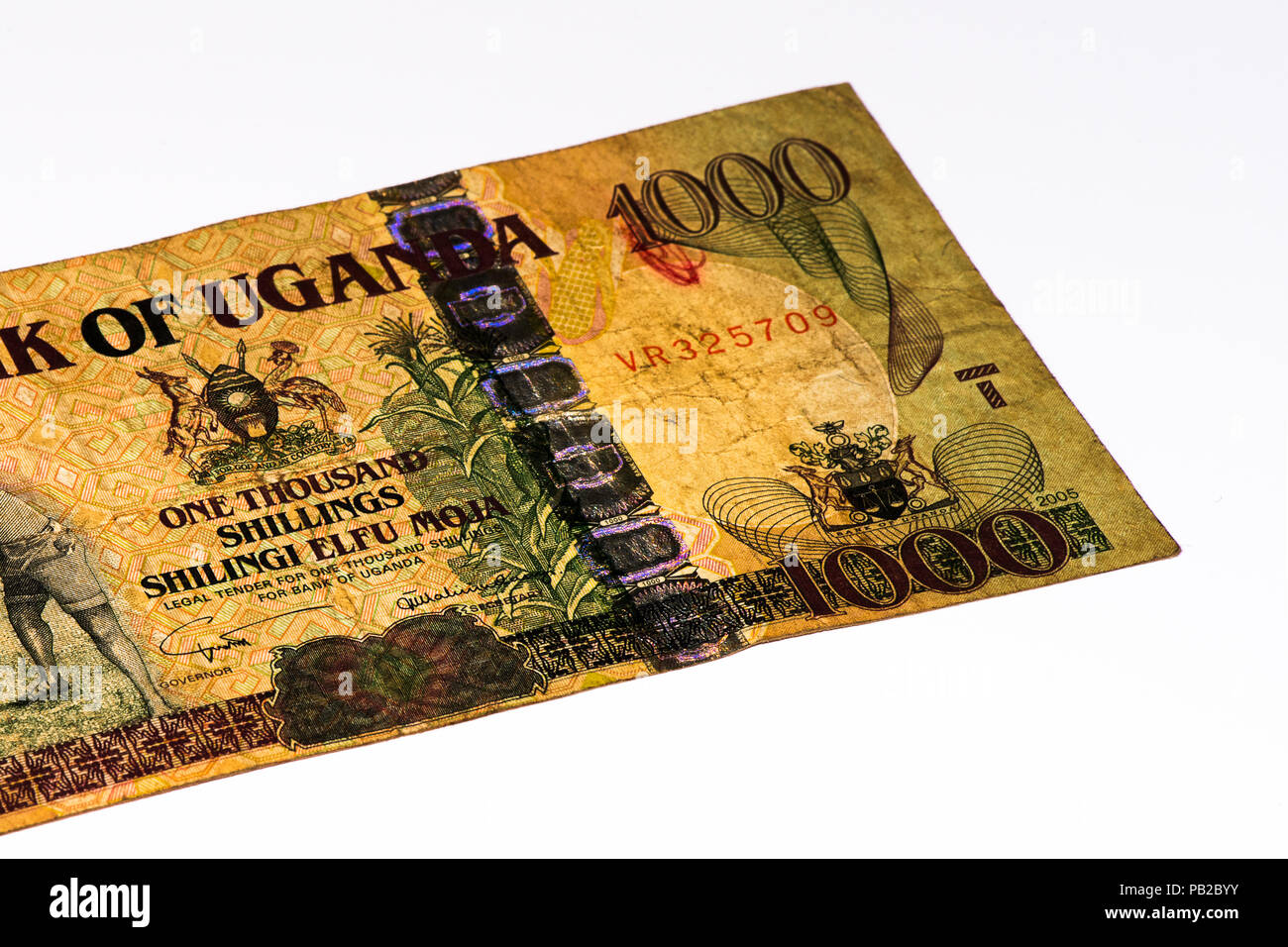 1000 Ugandan shillings bank note. Ugandan shilling is the national ...