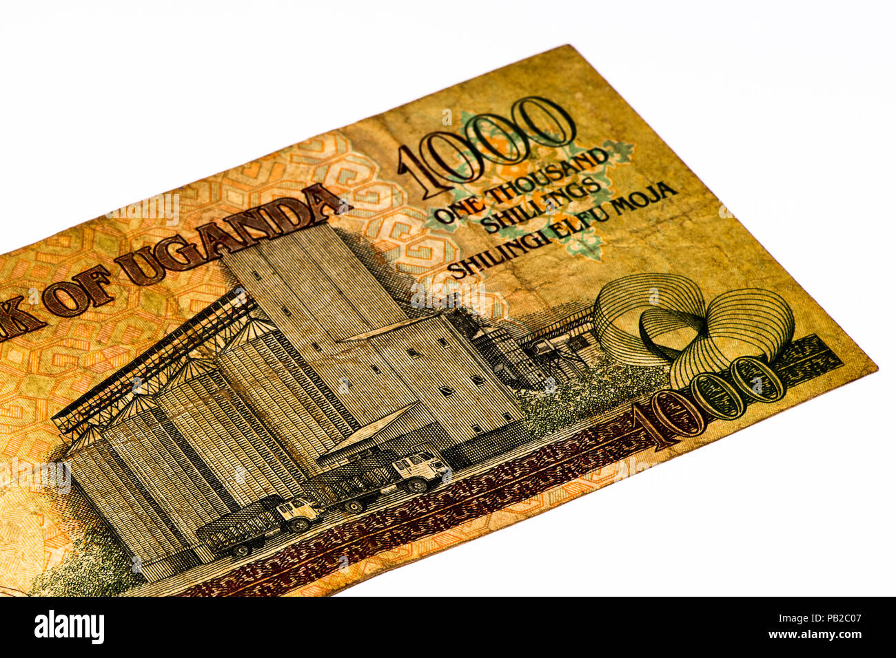 1000 Ugandan shillings bank note. Ugandan shilling is the national ...
