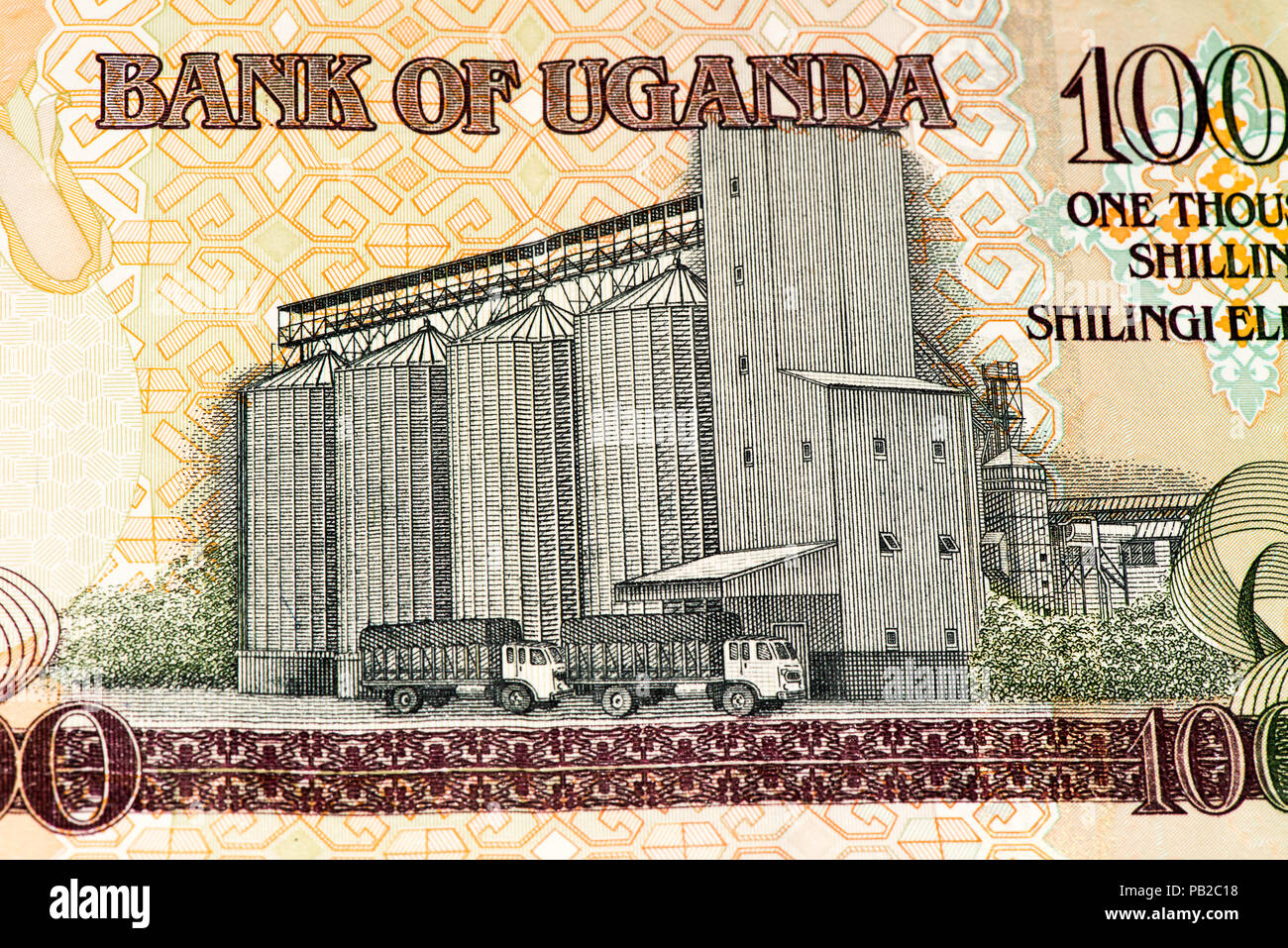 1000 Ugandan shillings bank note. Ugandan shilling is the national ...