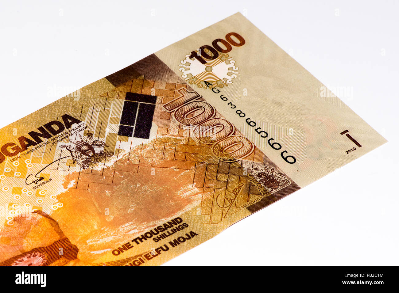 1000 Ugandan shillings bank note. Ugandan shilling is the national ...