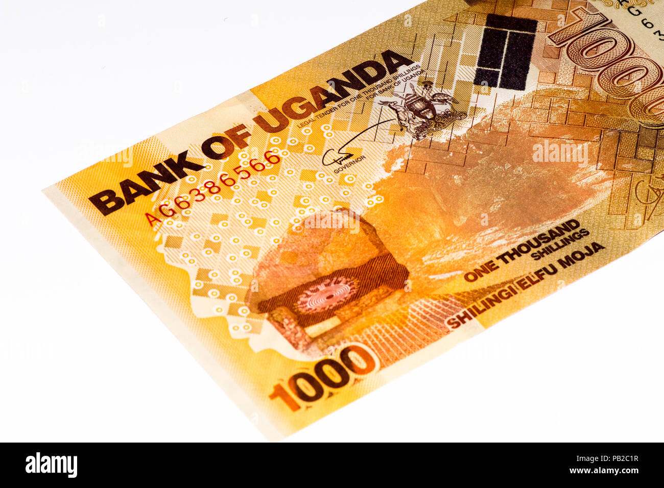 1000 Ugandan shillings bank note. Ugandan shilling is the national ...