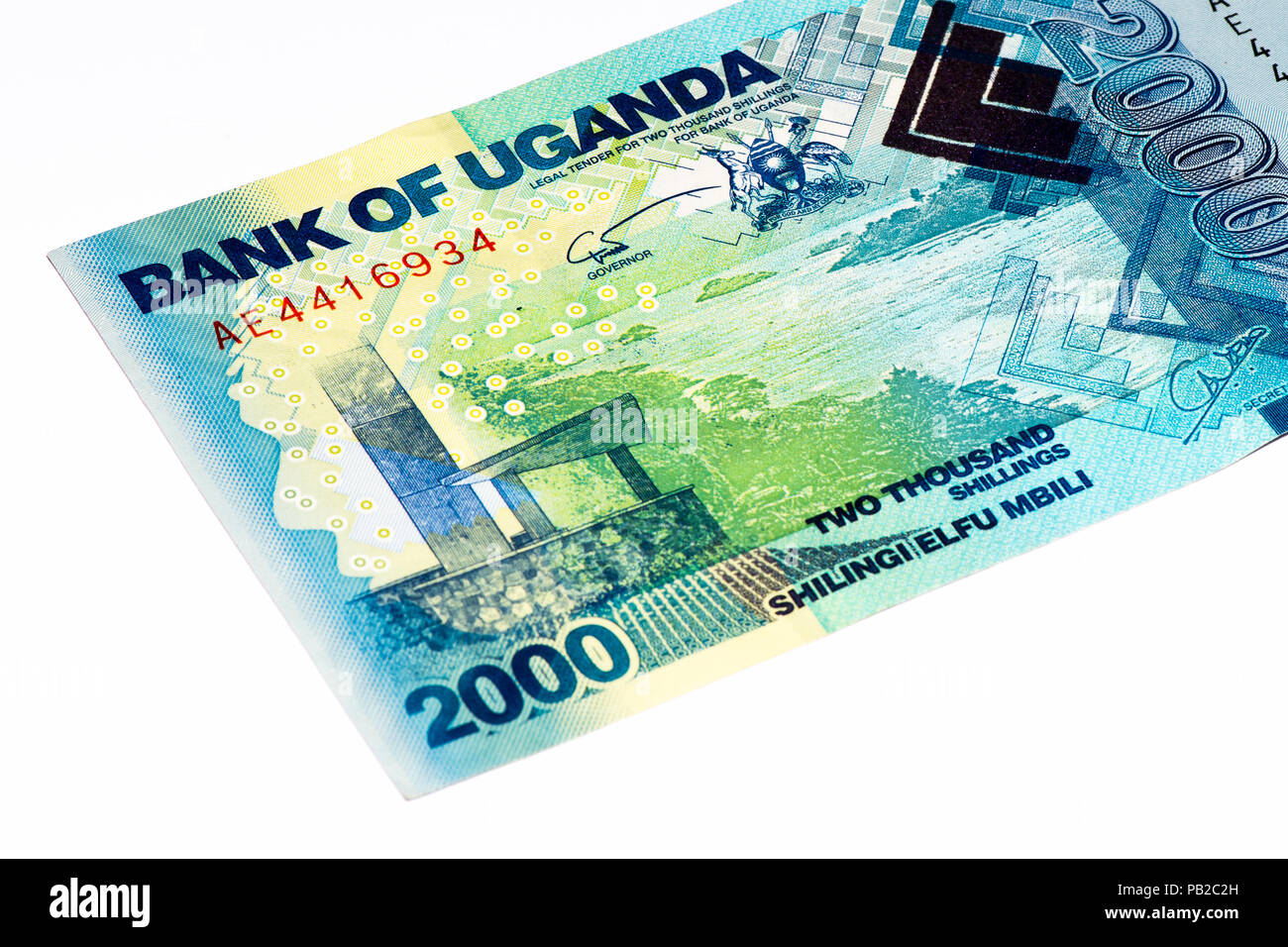 2000 Ugandan shillings bank note. Ugandan shilling is the national ...