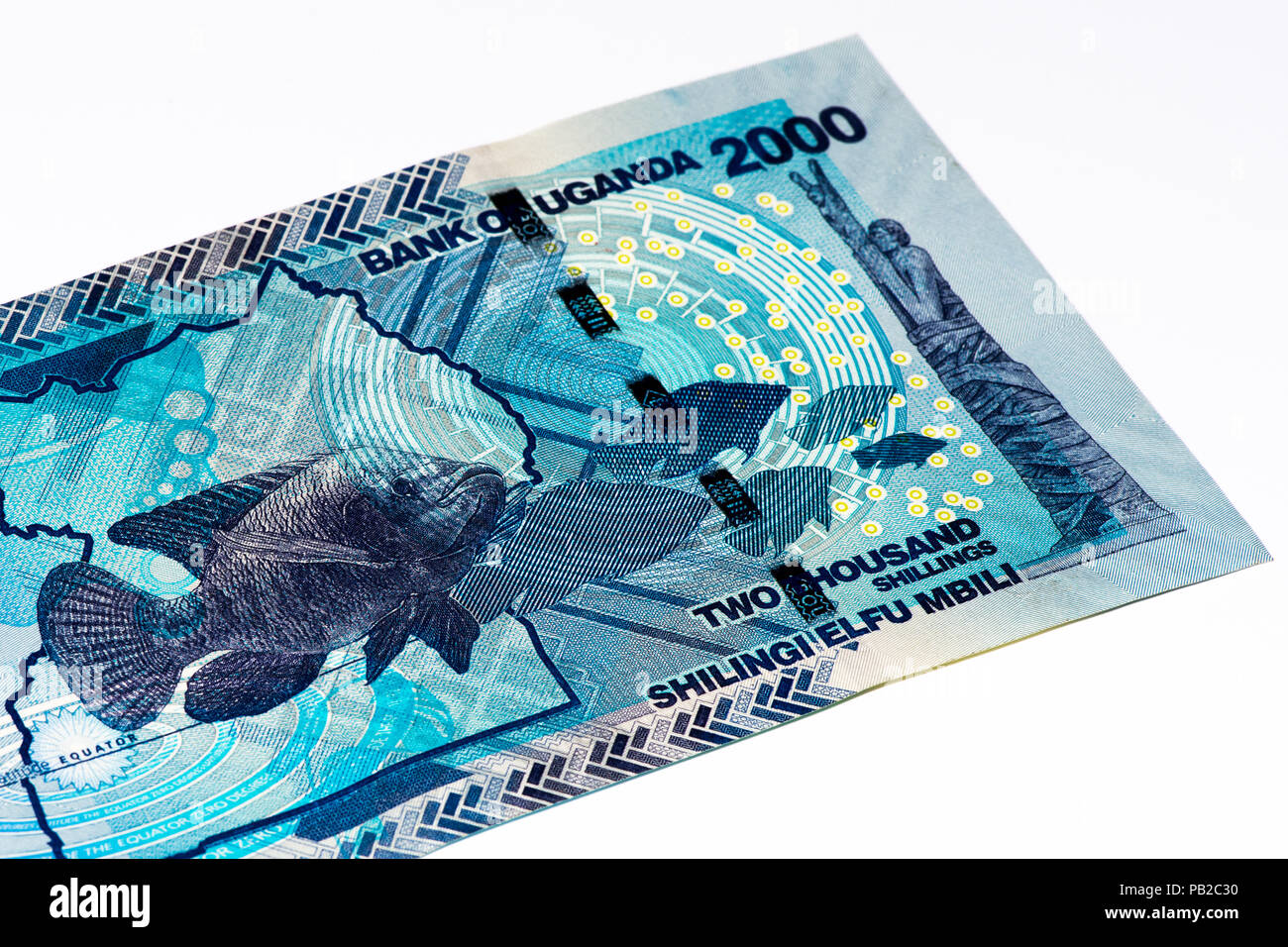 2000 Ugandan shillings bank note. Ugandan shilling is the national ...