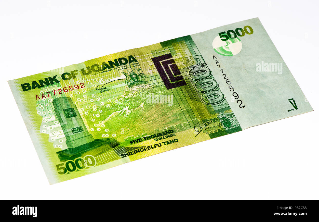 5000 Ugandan shillings bank note. Ugandan shilling is the national ...