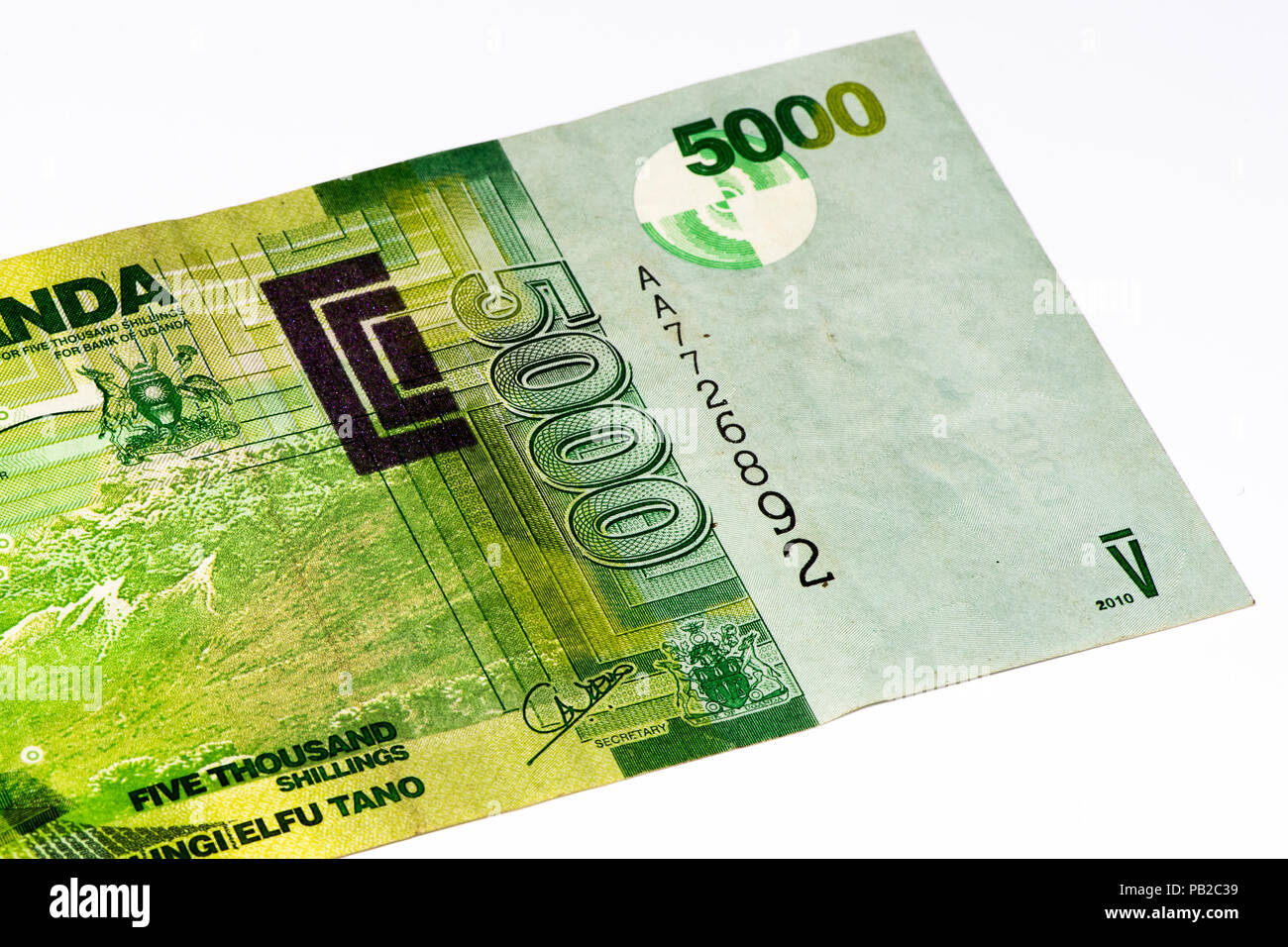 5000 Ugandan shillings bank note. Ugandan shilling is the national ...