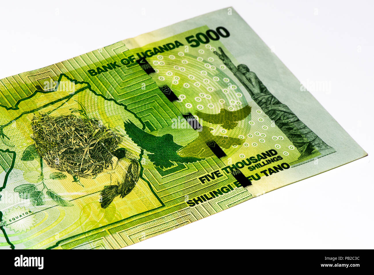5000 Ugandan shillings bank note. Ugandan shilling is the national ...