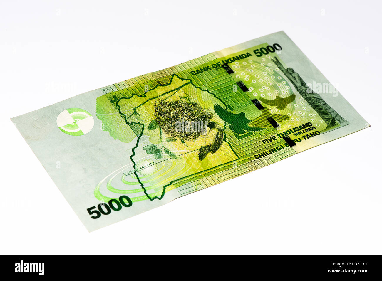 5000 Ugandan shillings bank note. Ugandan shilling is the national ...