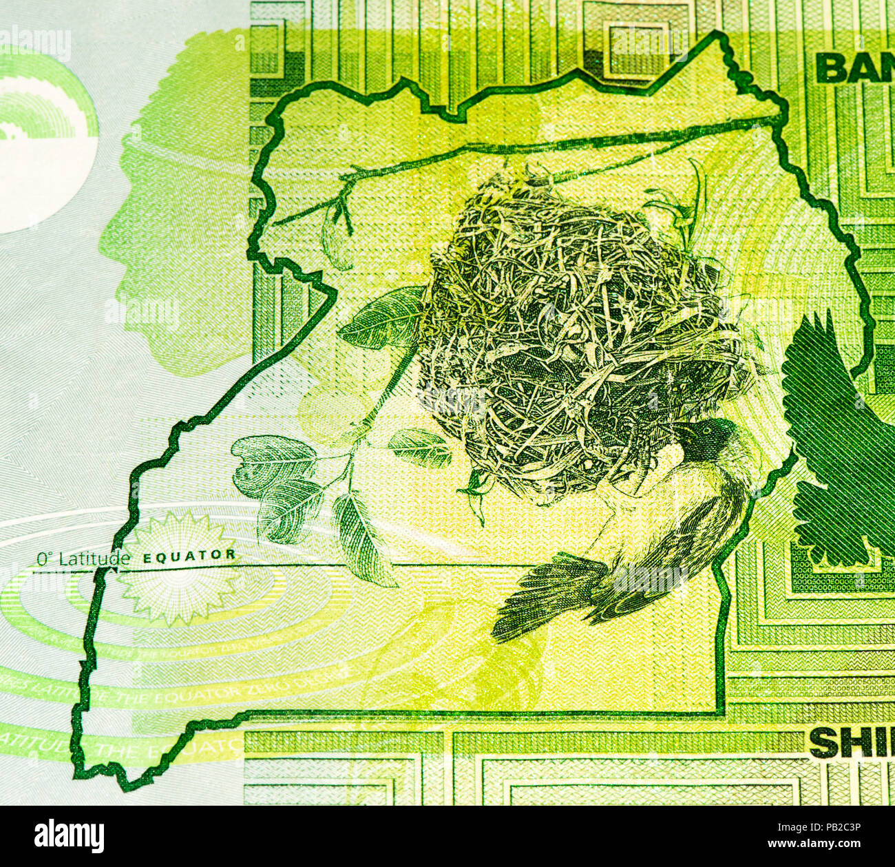 5000 Ugandan shillings bank note. Ugandan shilling is the national ...