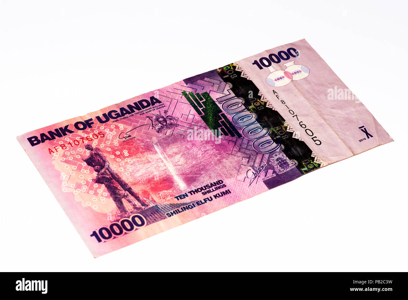 10000 Ugandan shillings bank note. Ugandan shilling is the national ...