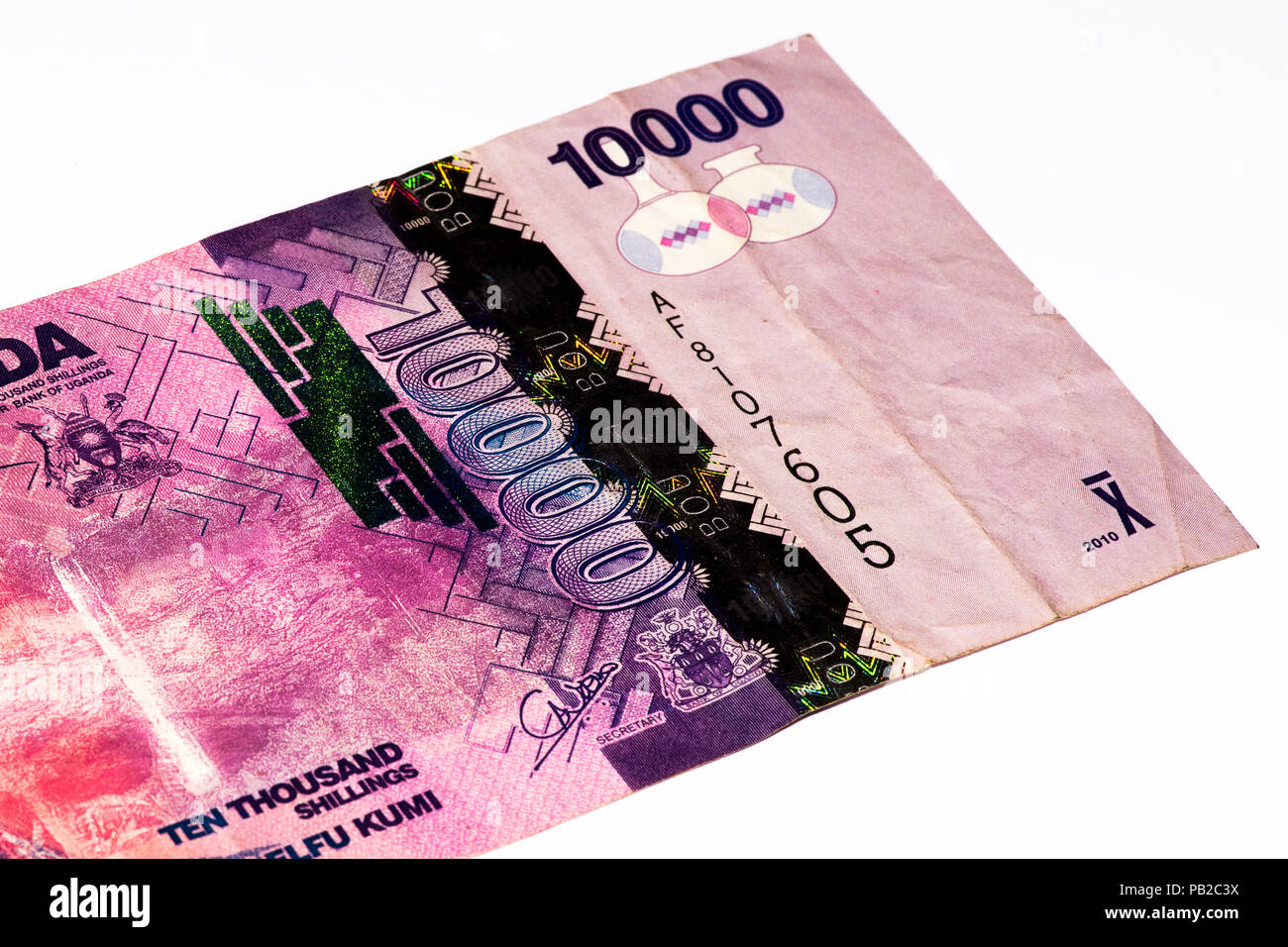 10000 Ugandan shillings bank note. Ugandan shilling is the national ...