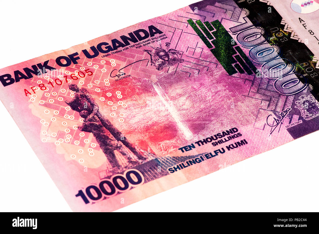10000 Ugandan shillings bank note. Ugandan shilling is the national ...