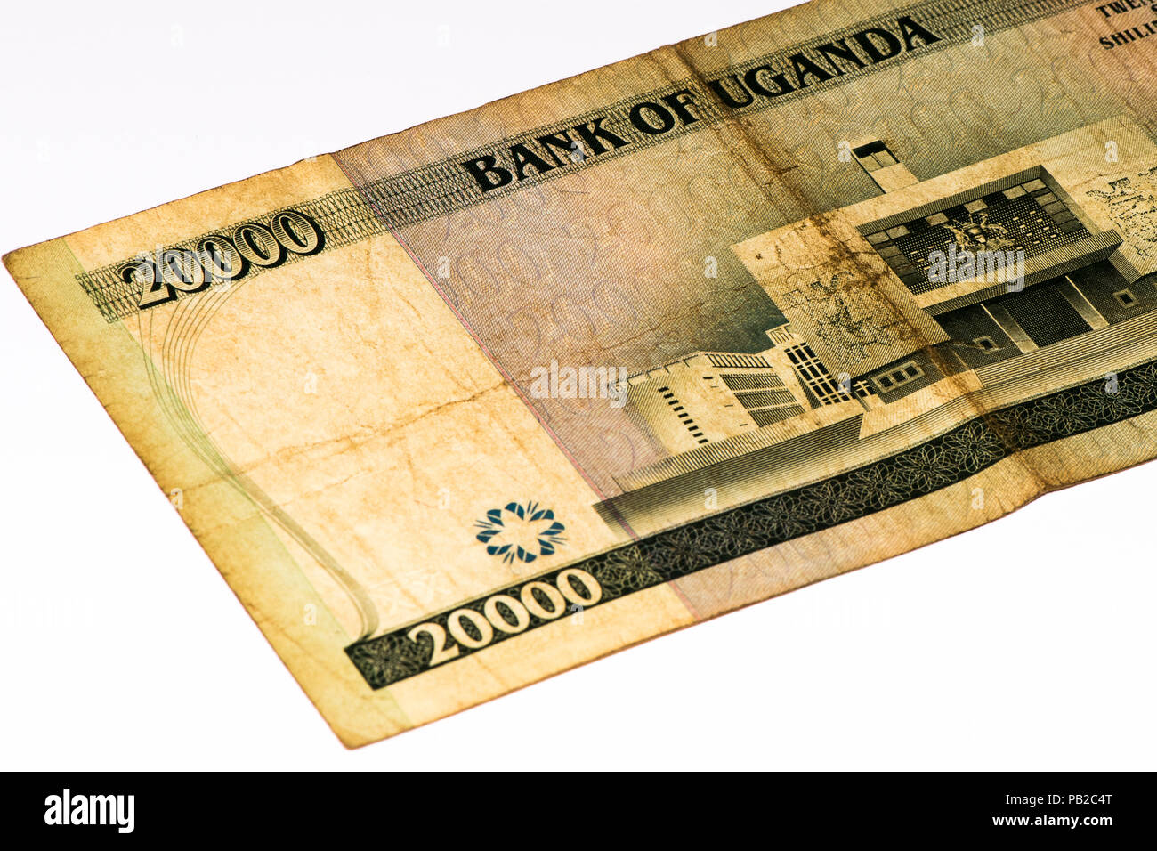 20000 Ugandan shillings bank note. Ugandan shilling is the national ...