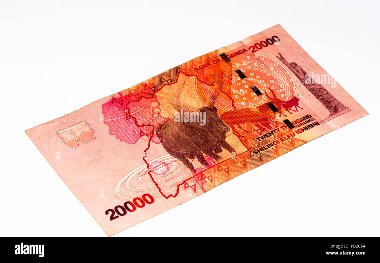 20000 Ugandan shillings bank note. Ugandan shilling is the national ...