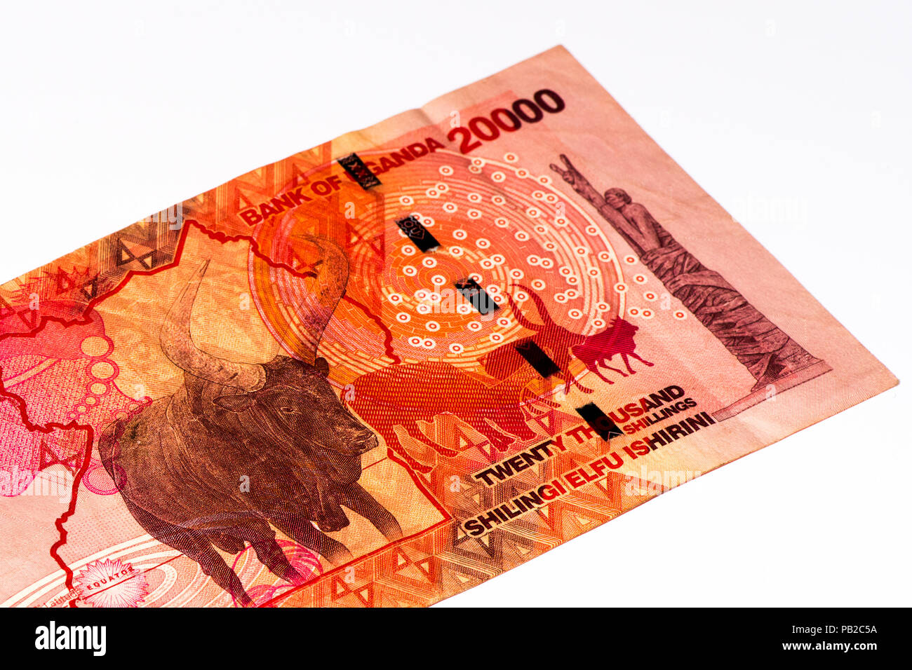 20000 Ugandan shillings bank note. Ugandan shilling is the national ...