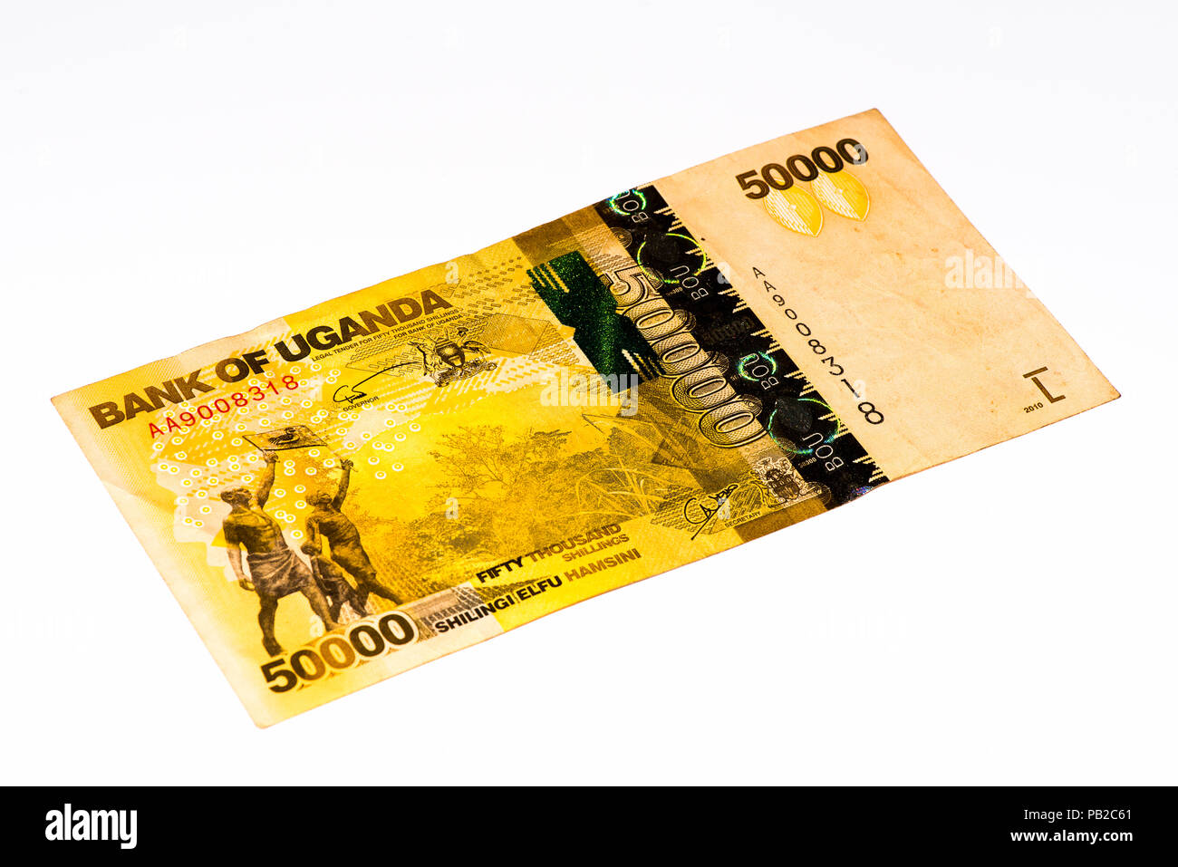 50000 Ugandan shillings bank note. Ugandan shilling is the national ...