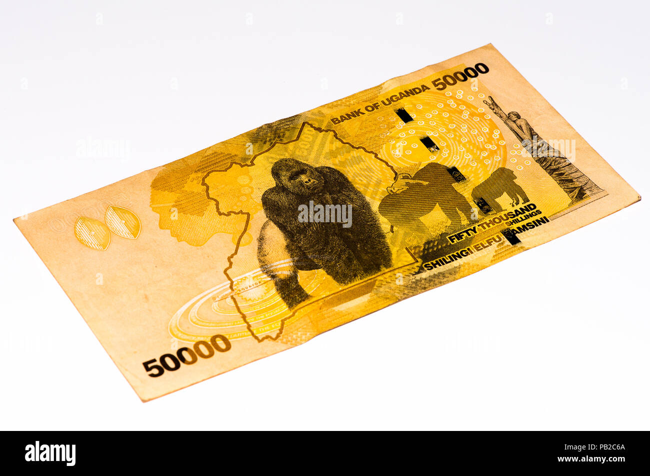 50000 Ugandan shillings bank note. Ugandan shilling is the national ...