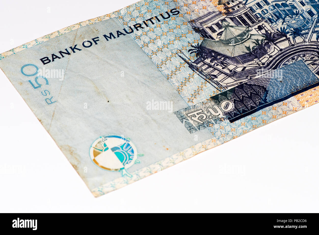 50 Mauritian rupees bank note. Mauritian rupee is the main currency of ...