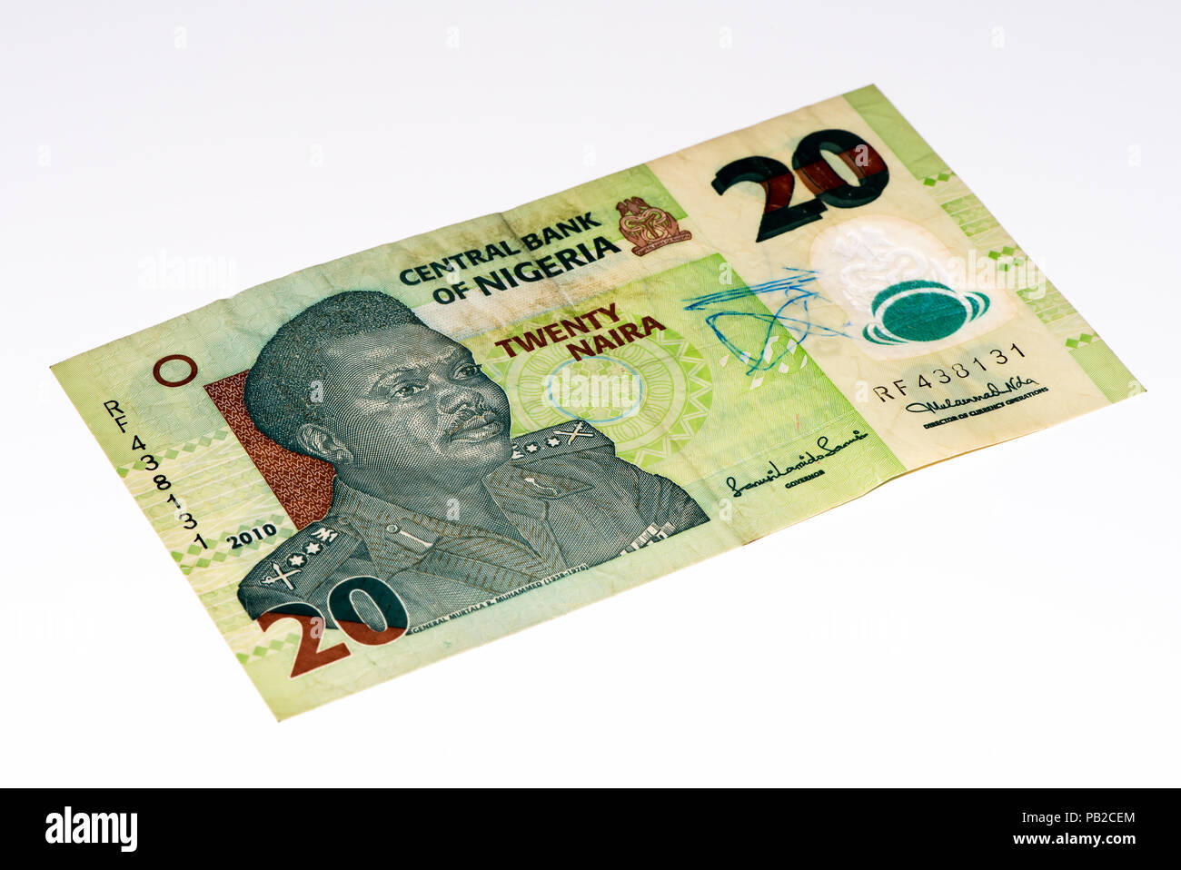 20 Nigerian naira bank note. Nigerian naira is the main currency of ...