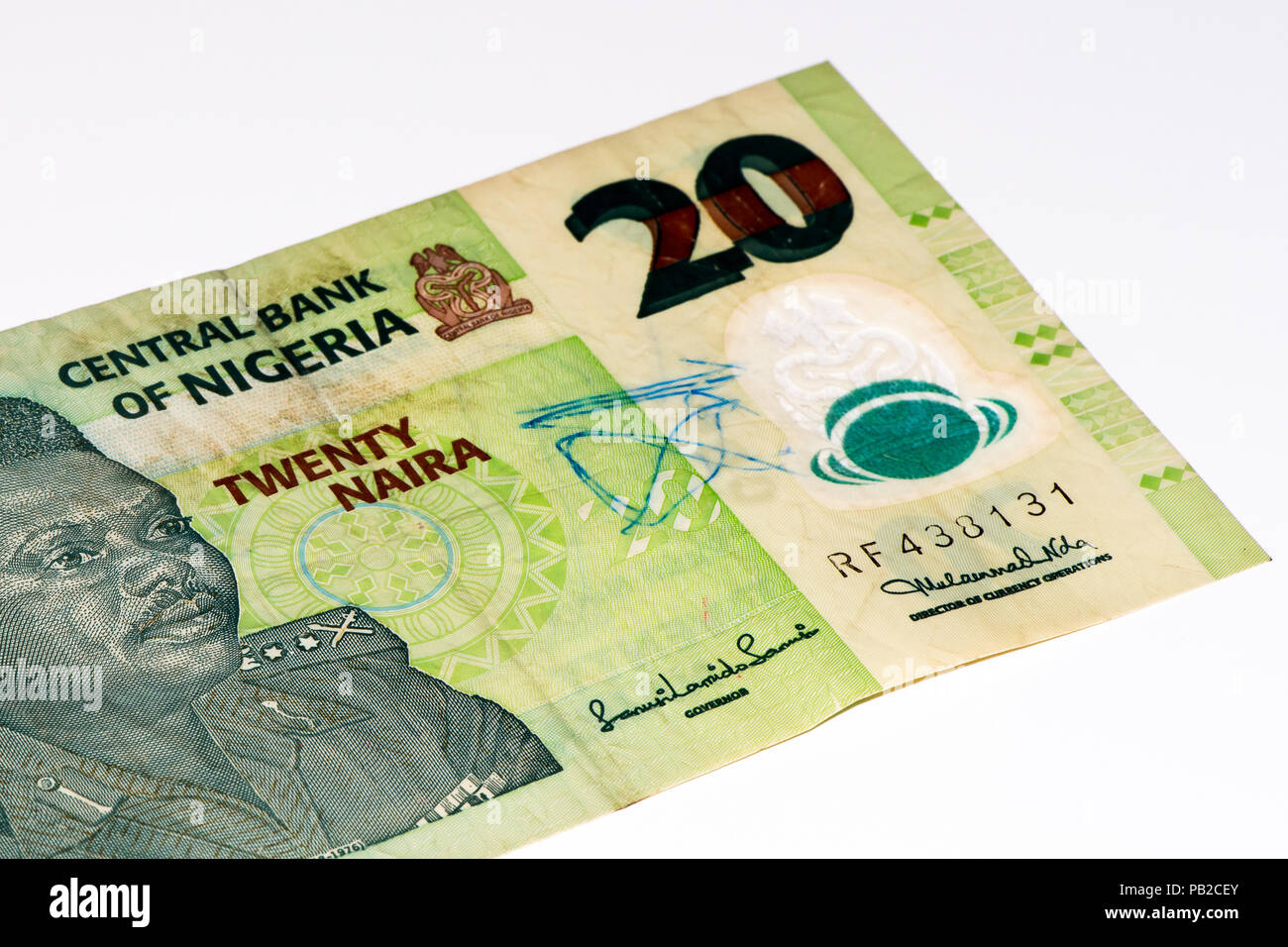 20 Nigerian naira bank note. Nigerian naira is the main currency of ...
