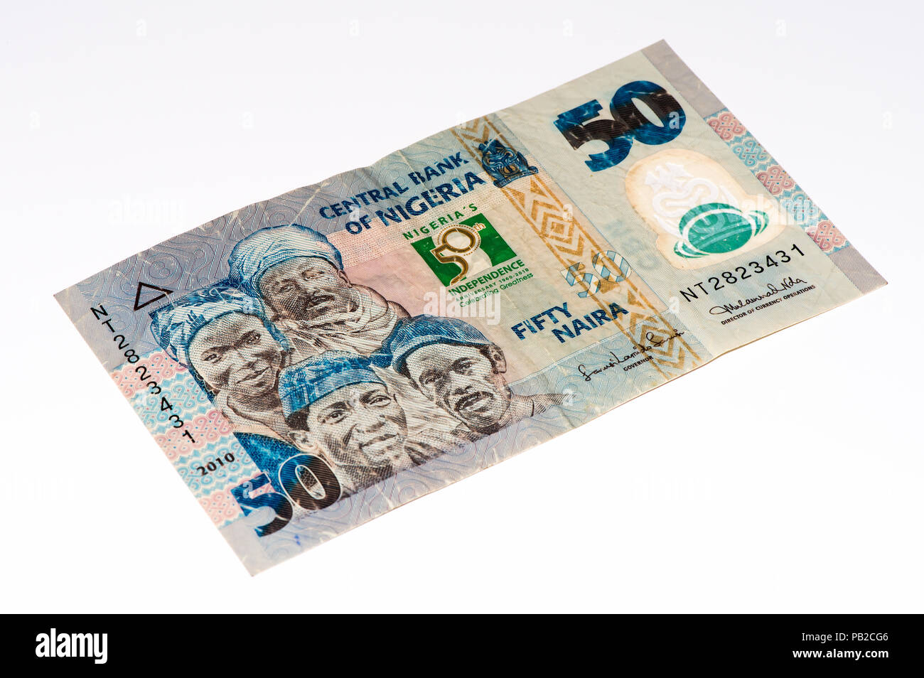 50 Nigerian naira bank note. Nigerian naira is the main currency of ...