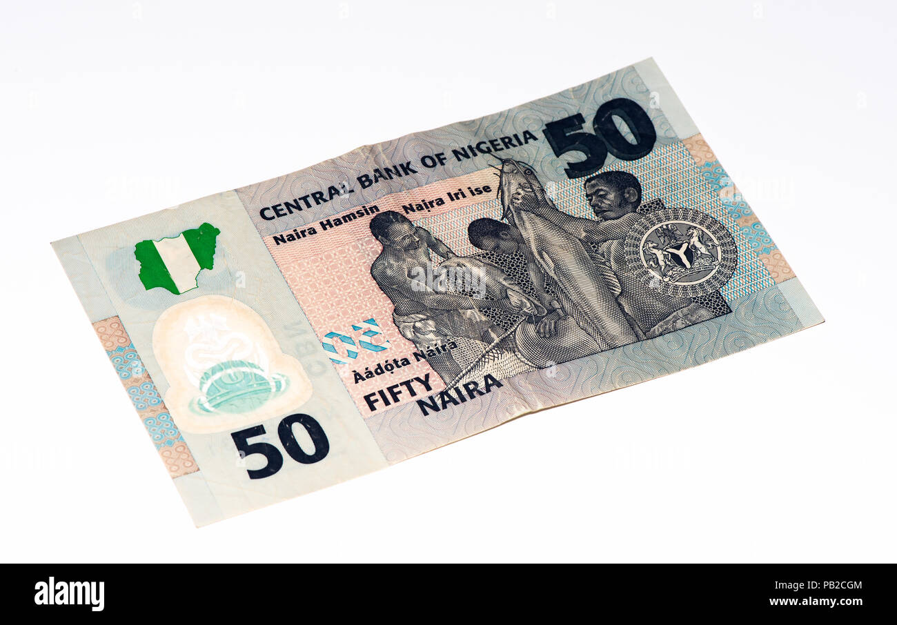 50 Nigerian naira bank note. Nigerian naira is the main currency of ...