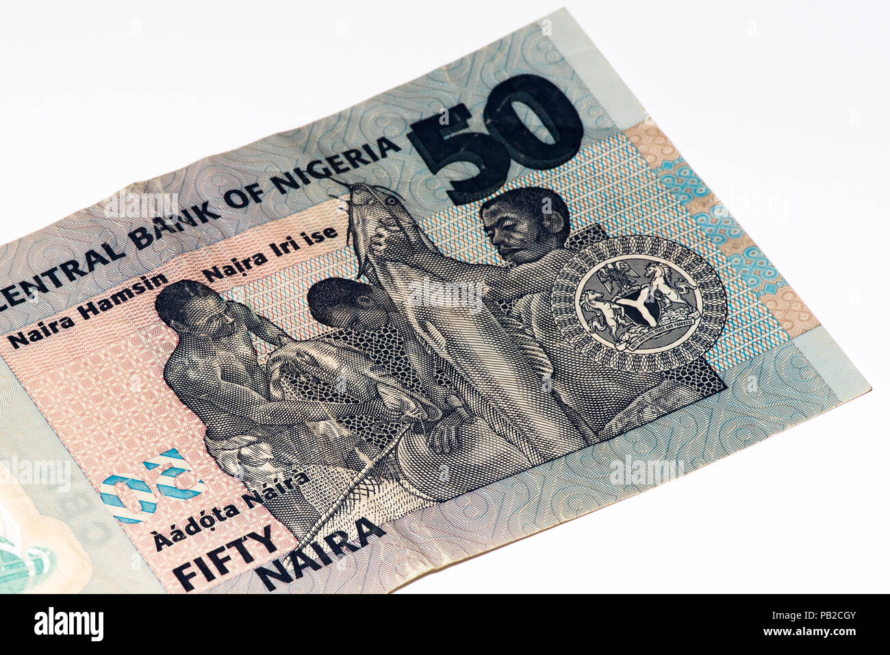 50 Nigerian naira bank note. Nigerian naira is the main currency of ...