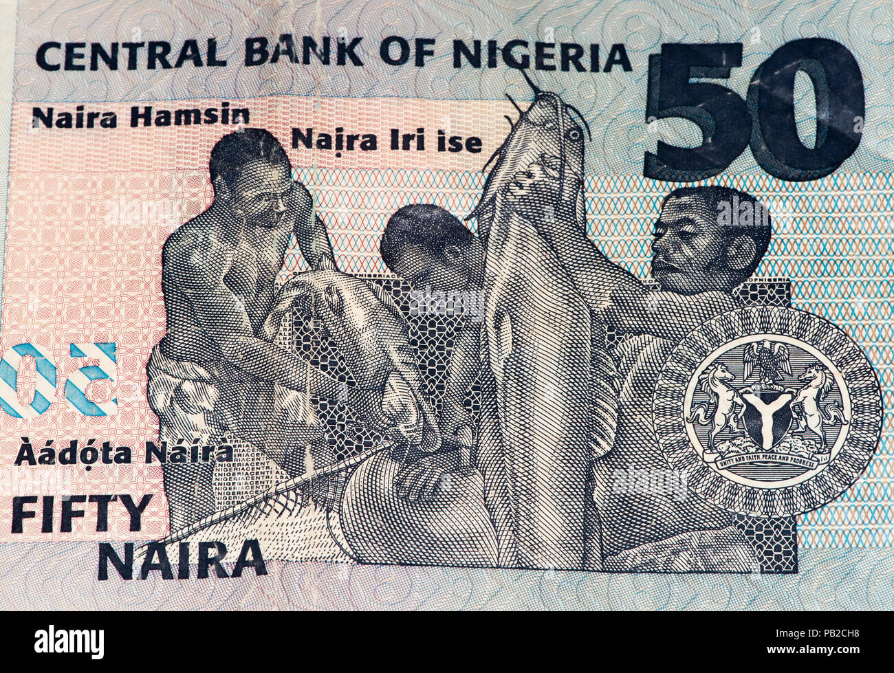 50 Nigerian naira bank note. Nigerian naira is the main currency of ...