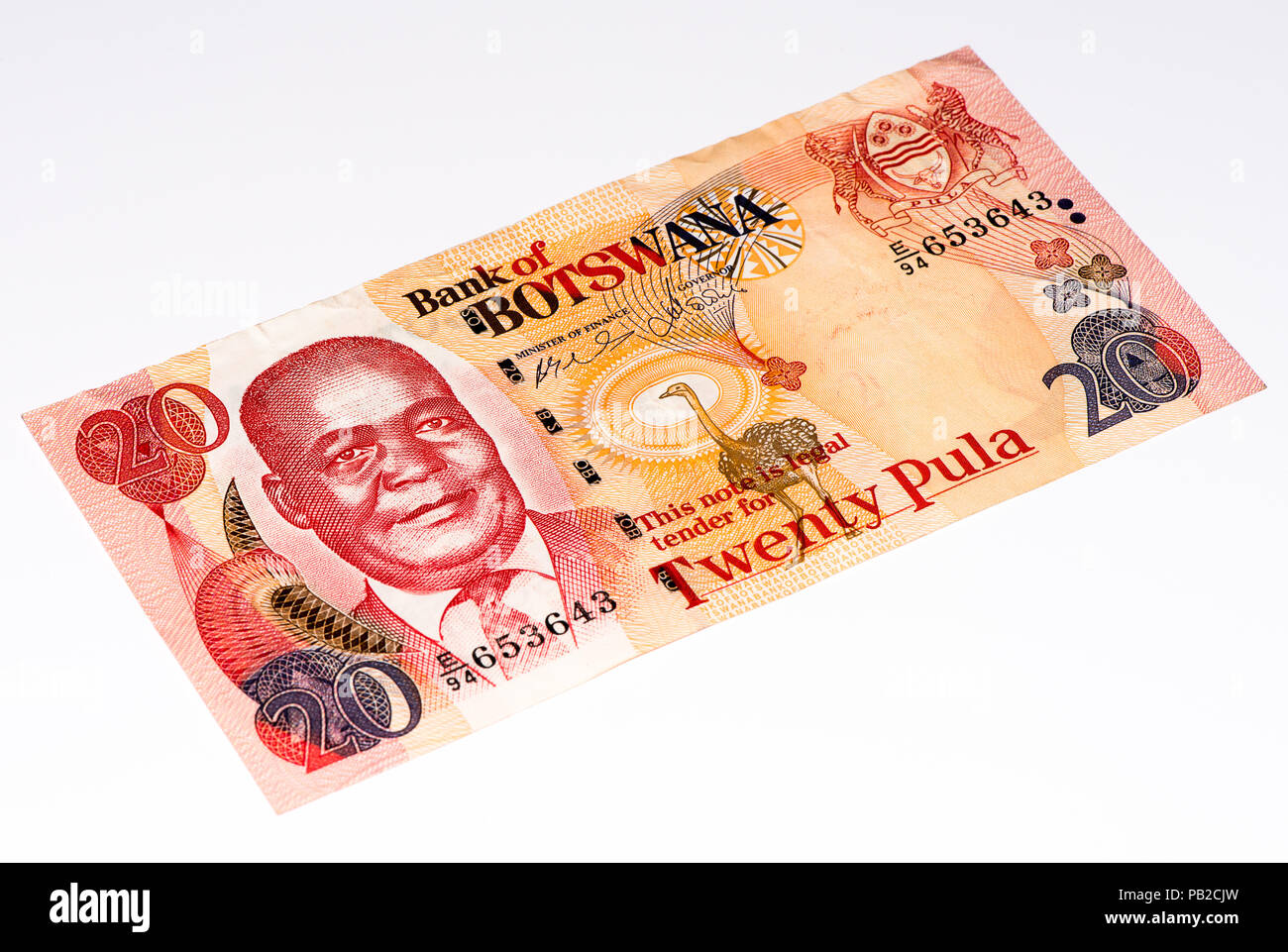 20 pula of Botswana.Pula is the national currency of Botswana Stock ...