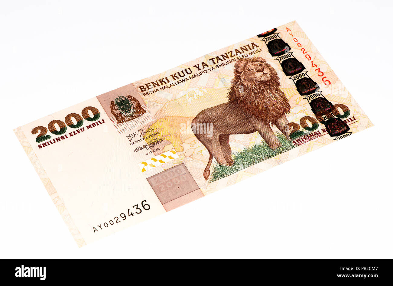 2000 Tanzanian shillings bank note. Tanzanian shilling is the national ...