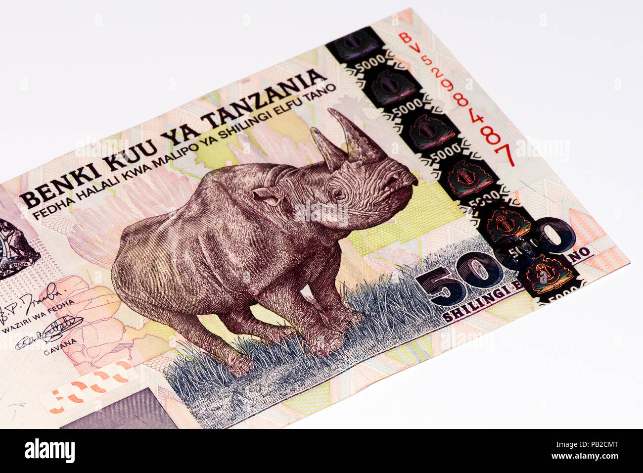 5000 Tanzanian shillings bank note. Tanzanian shilling is the national ...