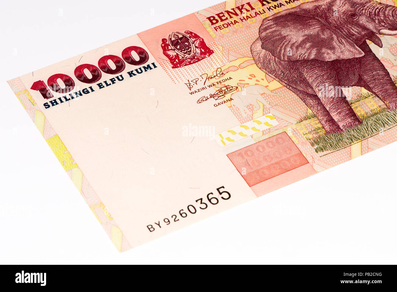 10000 Tanzanian shillings bank note. Tanzanian shilling is the national ...