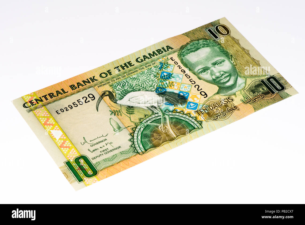 10 Gambian dalasi bank note. Gambian dalasi is the national currency of ...